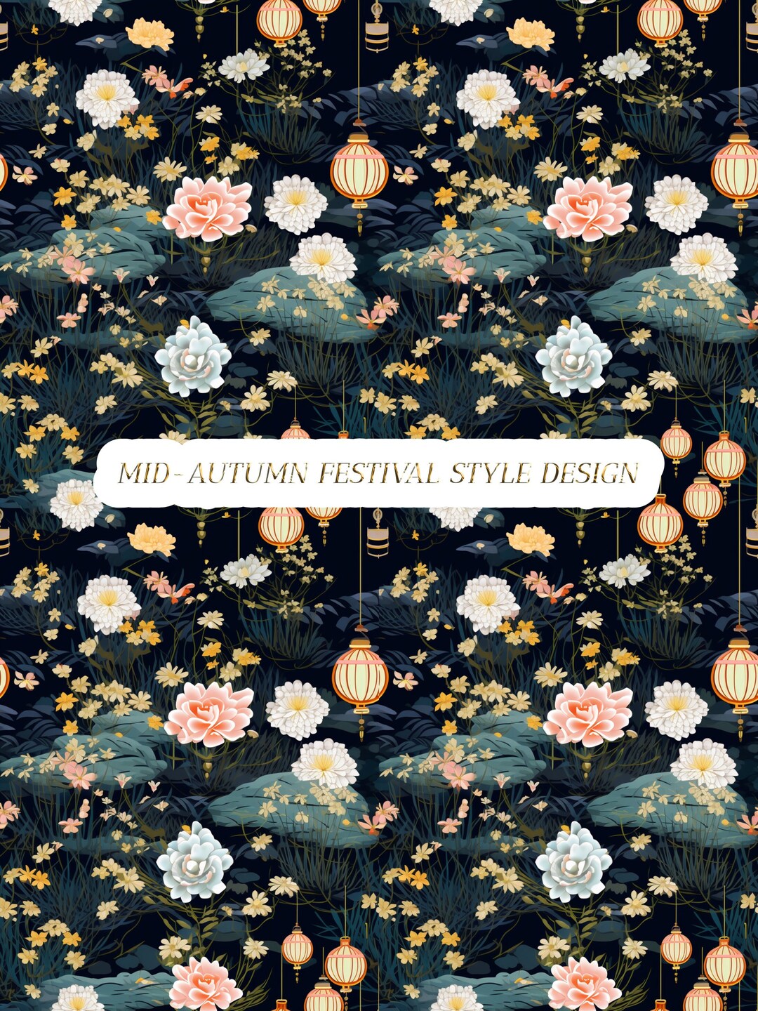 Mid Autumn Digital Paper | Mooncake Patterns | Lantern Design | Mid ...