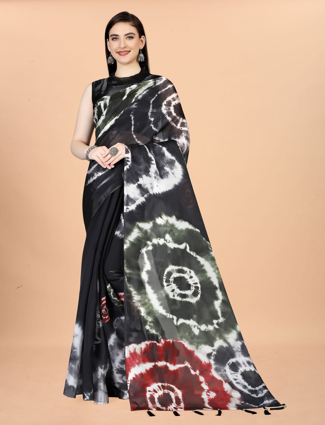 Indian Jimmy Chu Silk Black Saree - Etsy