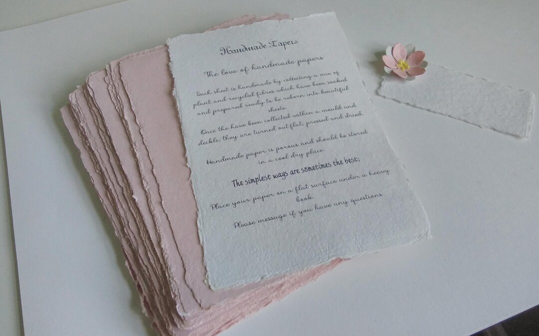 Handmade Deckle Edge Paper White 5 X 7 Inch, A6, A5 - Etsy