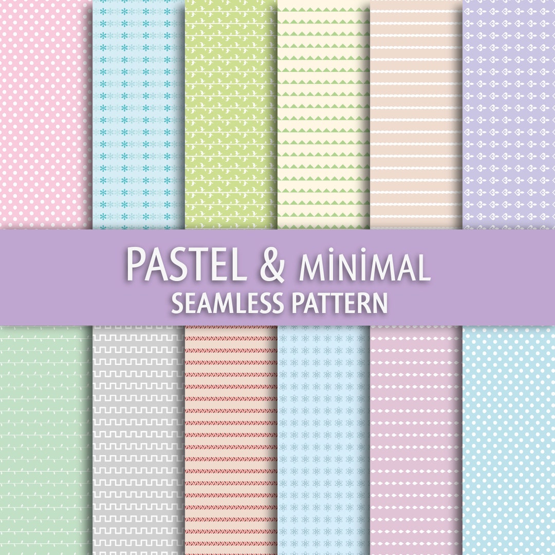 Pastel Color & Minimal Seamless Patterns / Printable Digital Papers ...