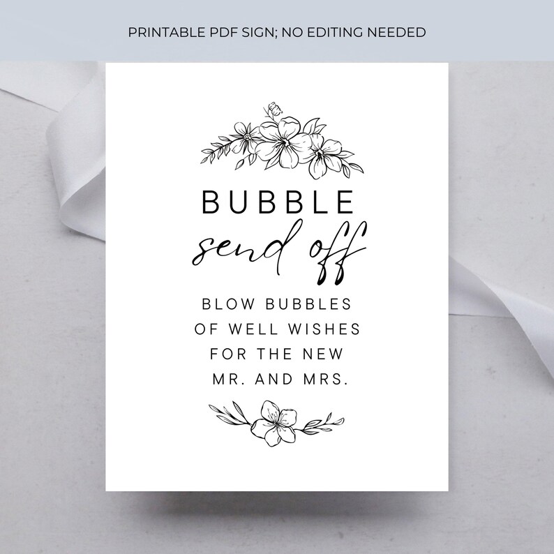 Bubble Send off Sign, Printable Wedding Sign, Blow Bubbles of Well ...