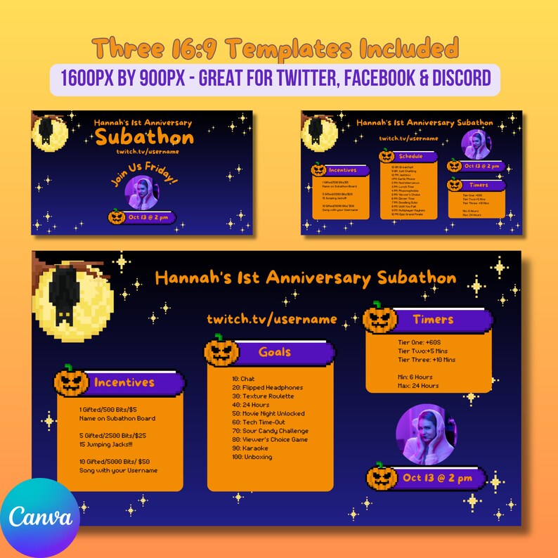 Animated Halloween SUBATHON Social Media Bundle Cute Orange - Etsy