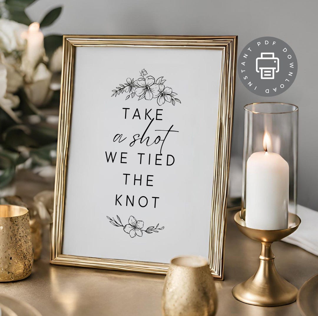 Take A Shot Sign, Modern Bar PDF, Minimalist Wedding Drink Poster ...