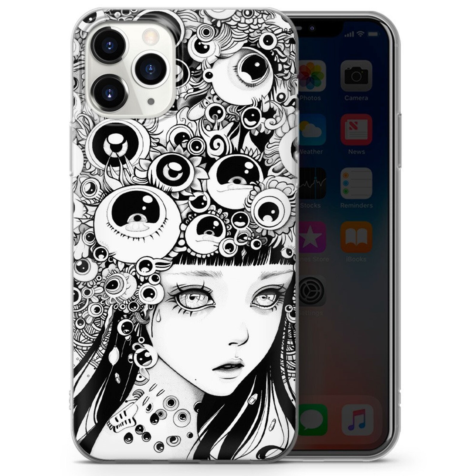 MANGA Art HORROR PSYCHEDELIC Eye Phone Case Cover for Pixel Samsung ...