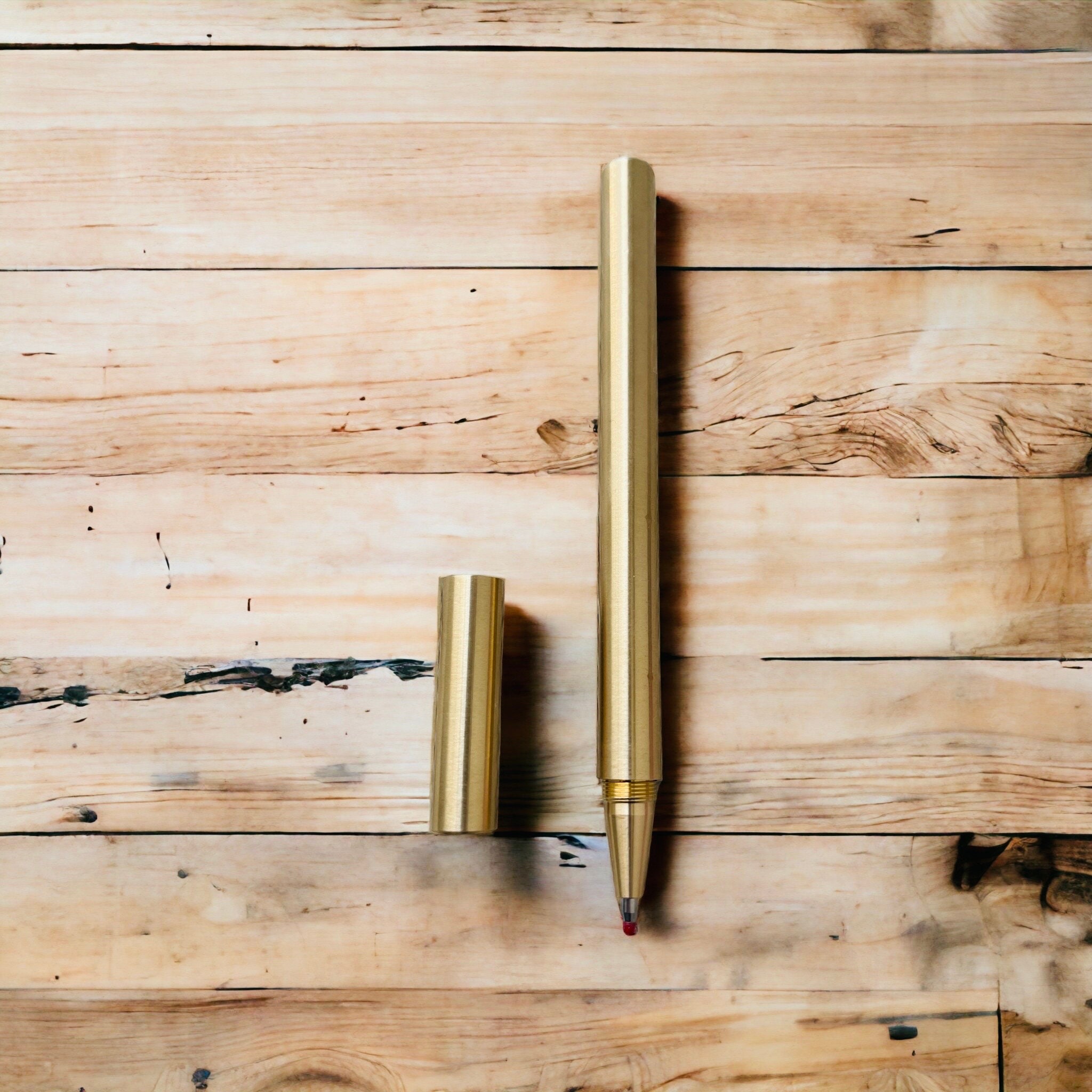 Brass Pen Matte Metal Finish Gel Ink Ballpoint Minimalist Design - Gift ...
