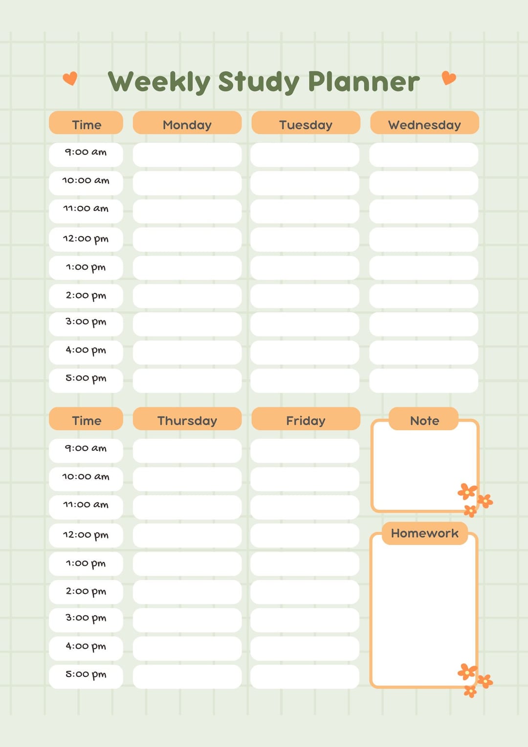 Use Weekly Study Planner on Digital or for Printer Easy for Homework ...