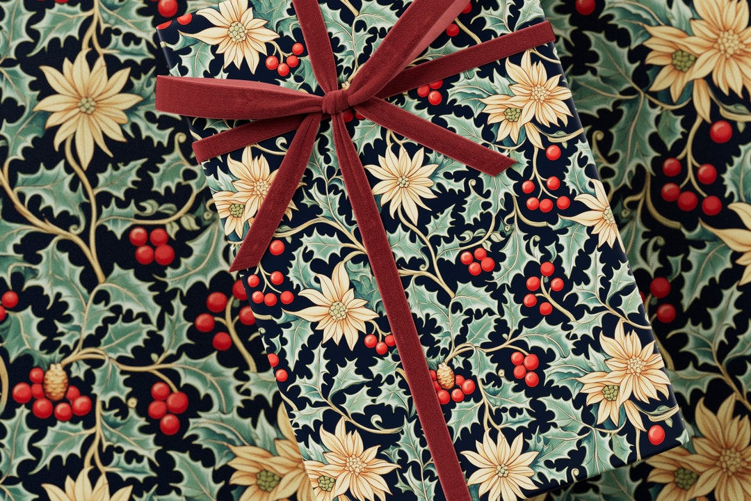 Ivy Wrapping Paper Christmas Collection, William Morris Inspired ...