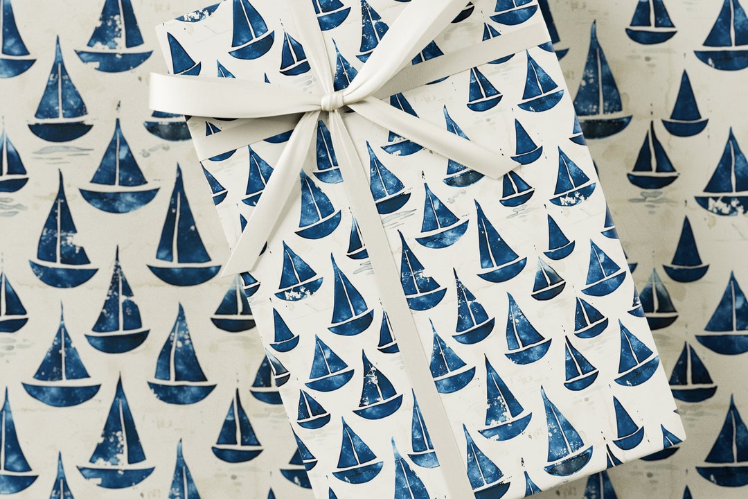 Sailing Boat Wrapping Paper - Premium Gift Wrap, Block Print Collection ...
