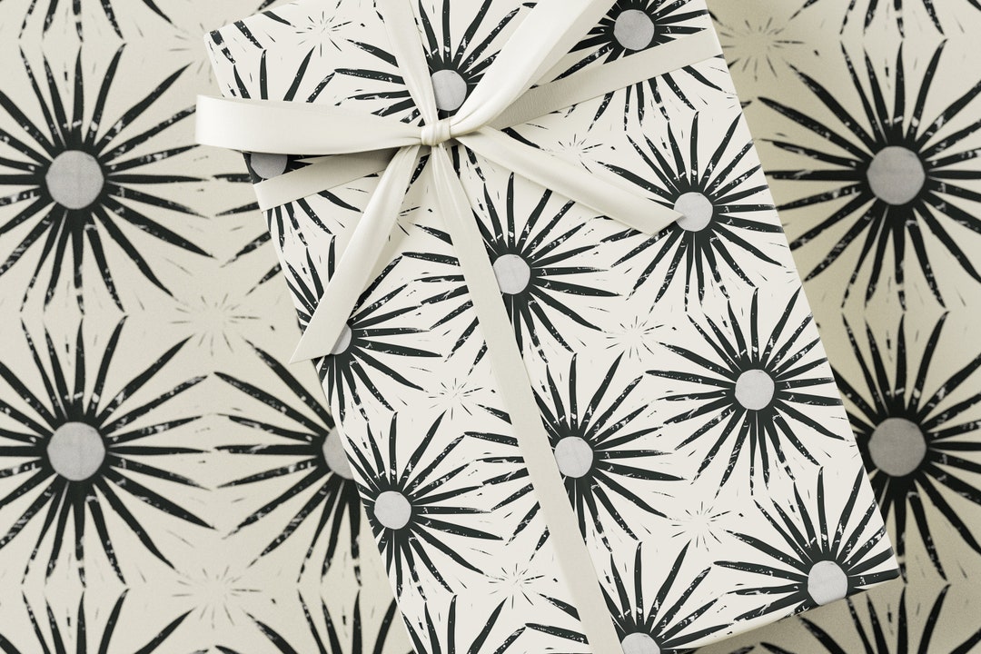 Starburst Block Print Wrapping Paper - Premium Gift Wrap, Block Print ...