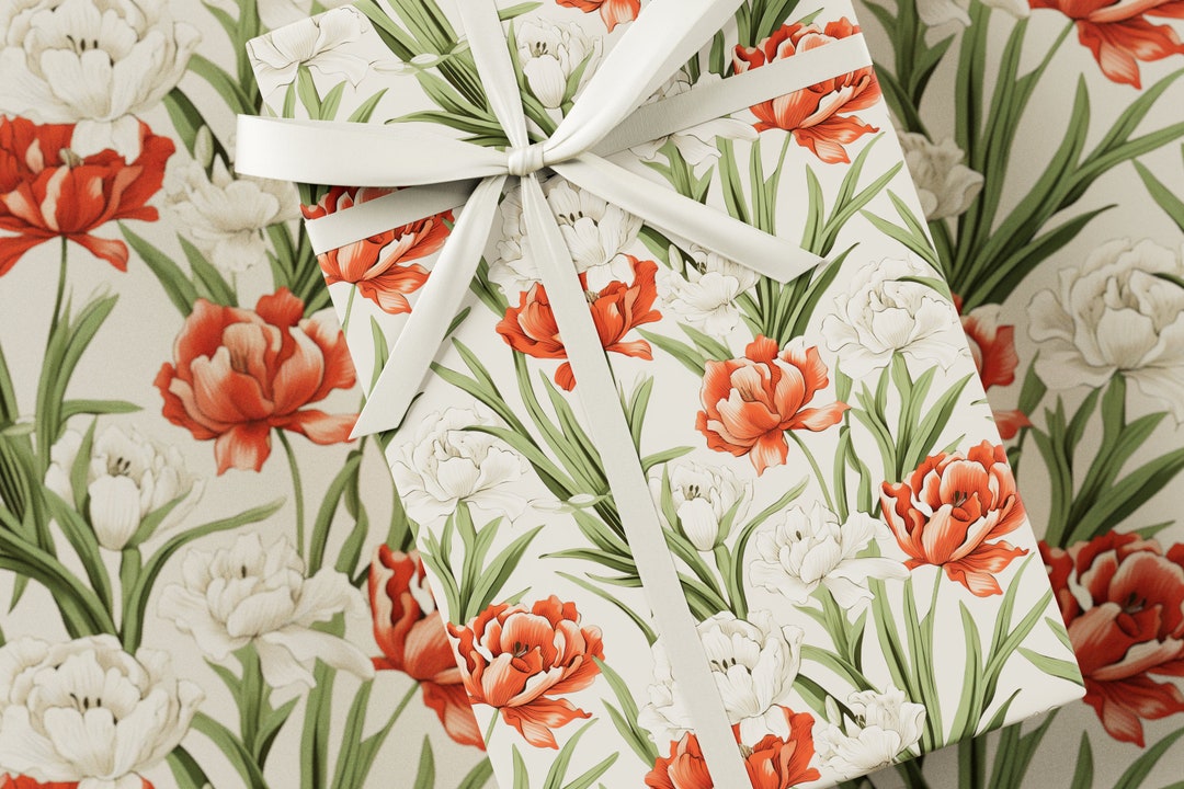 Carnation Wrapping Paper - Premium Gift Wrap, Floral Collection ...
