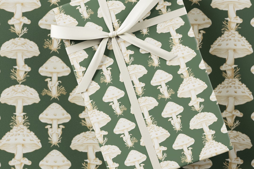 Mushroom Wrapping Paper - Halloween Collection, Fungus Pattern, Spooky ...
