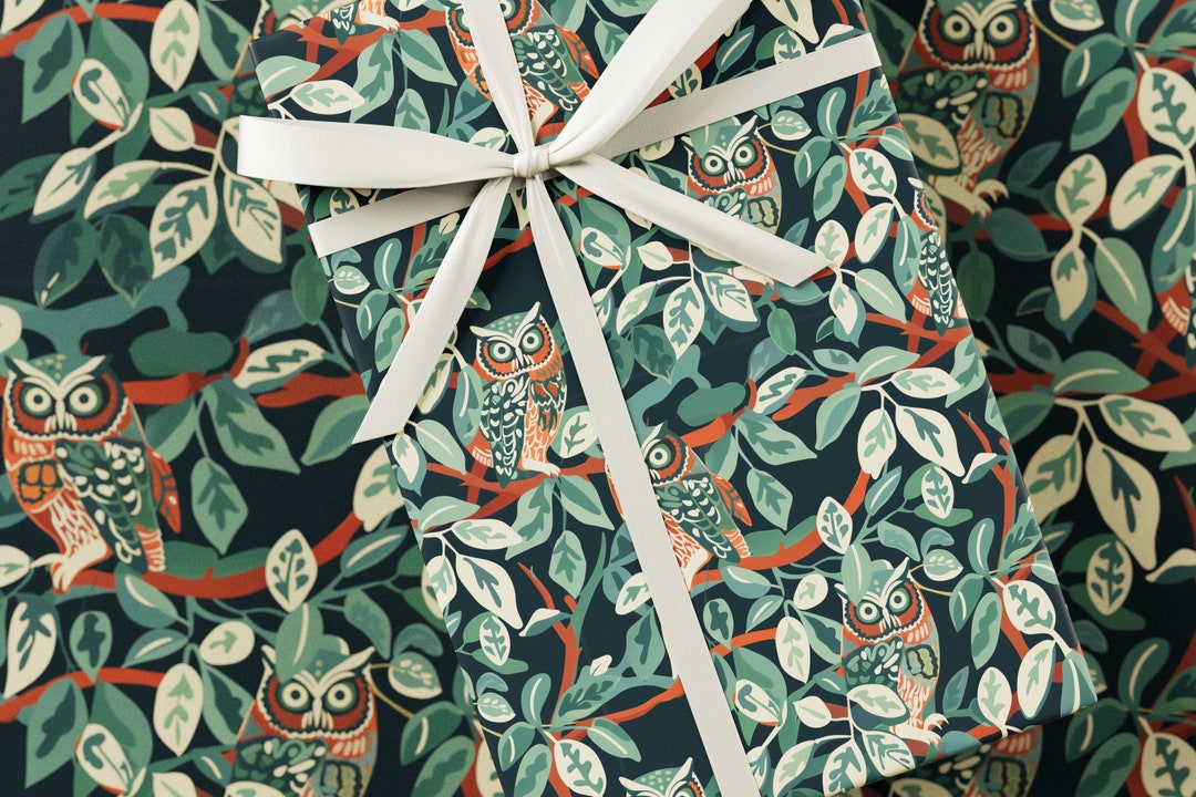 Owl Wrapping Paper - Premium Gift Wrap, William Morris Inspired ...
