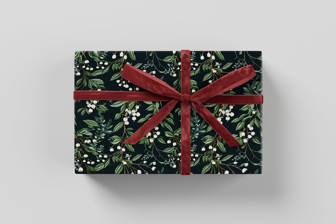 Mistletoe Wrapping Paper - Christmas Collection, Festive Present ...