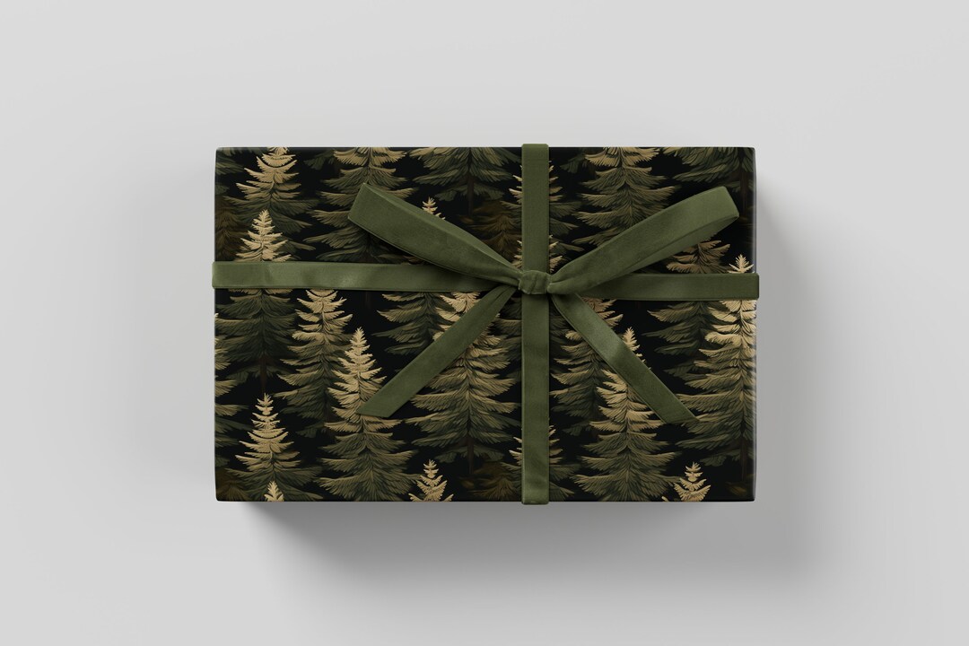 Pine Tree Wrapping Paper - Premium Gift Wrap, Christmas Collection, Fun ...