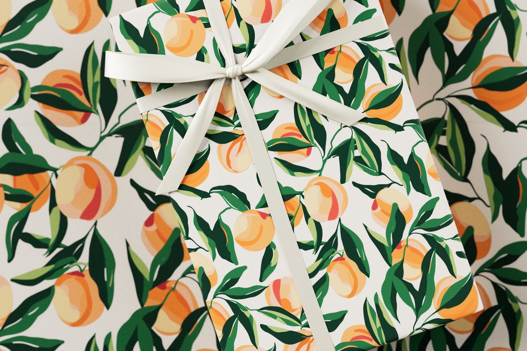 Peach Wrapping Paper - Premium Gift Wrap, William Morris Inspired ...