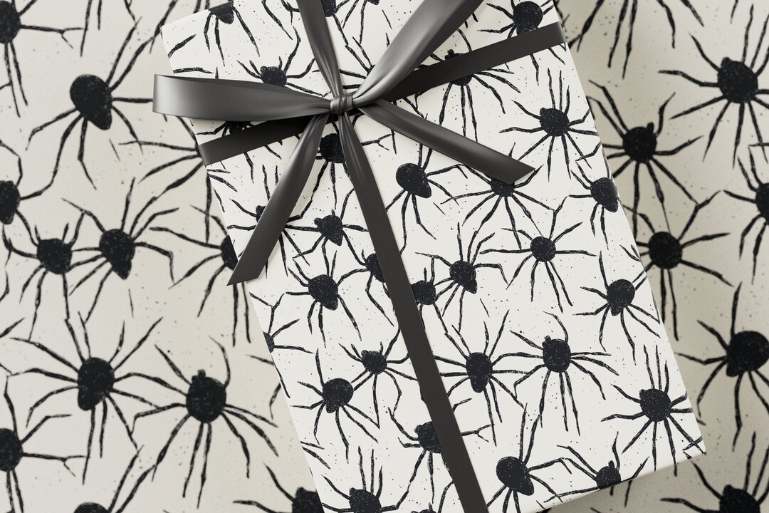 Spider Wrapping Paper - Halloween Collection, Block Print Design ...