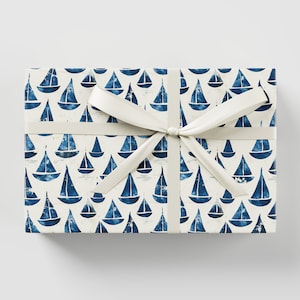 Sailing Boat Wrapping Paper - Premium Gift Wrap, Block Print Collection ...
