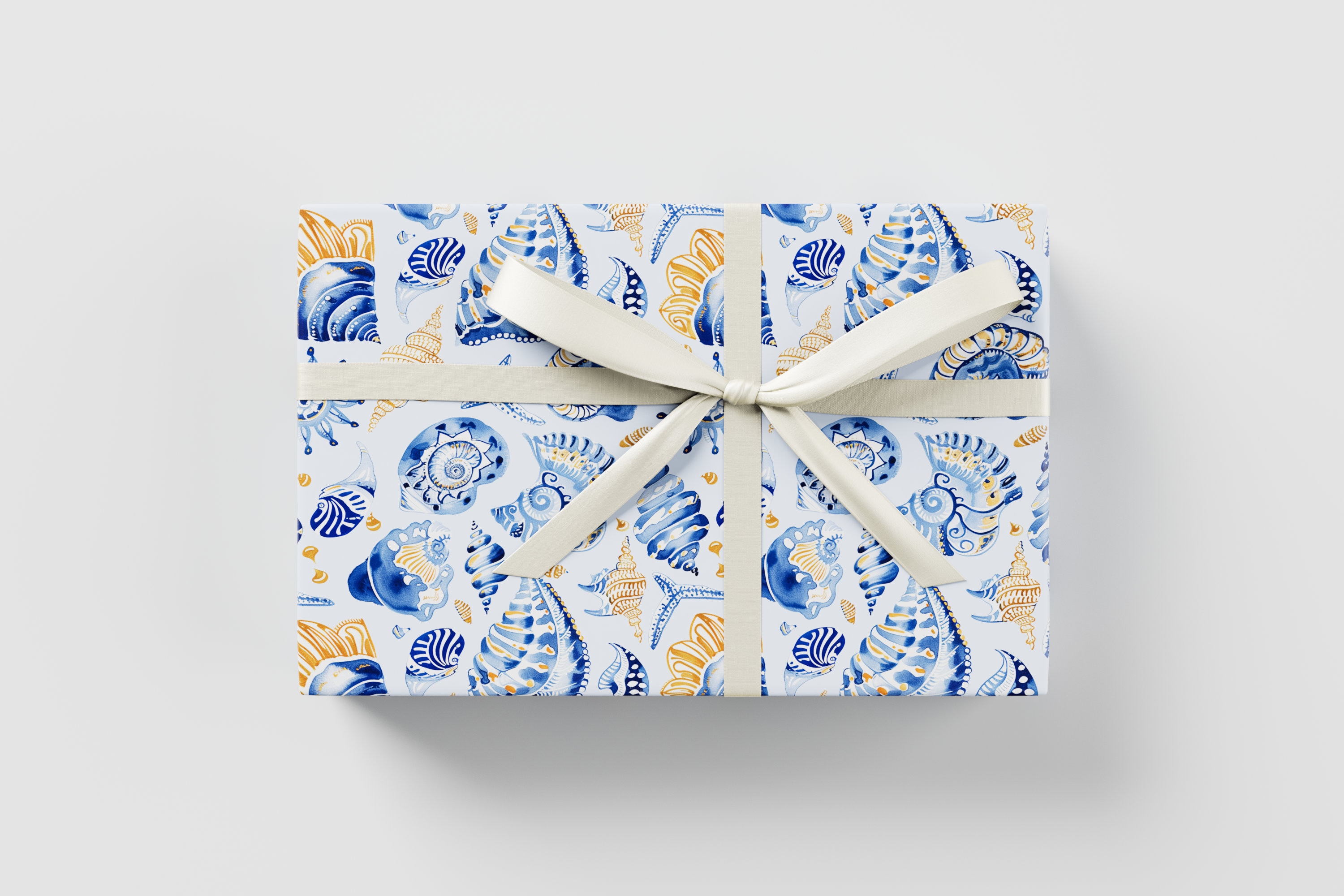 Sea Shells Wrapping Paper Premium Gift Wrap, Block Print Collection, Artisanal Design, Fun ...
