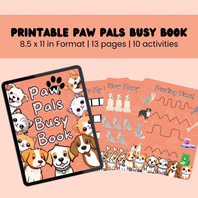Printable Paw Pals Busy Book Interactive Learning Fun for Kids, Cats ...