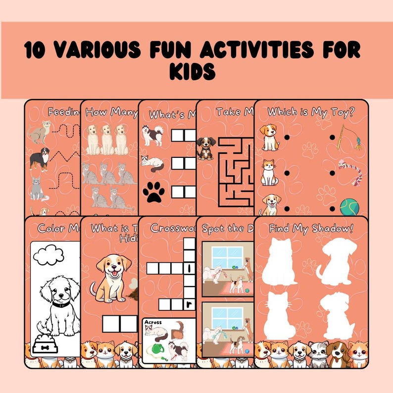 Printable Paw Pals Busy Book Interactive Learning Fun for Kids, Cats ...