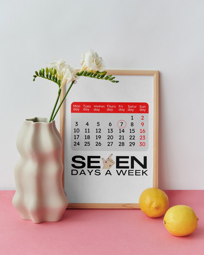 Seven by Jungkook BTS Minimalist Wall Art seven Days A Week Printable ...