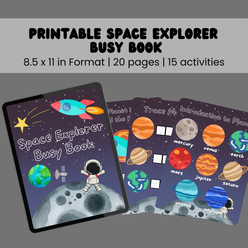 Printable Space Explorer Busy Book Interactive Learning Fun for Kids ...