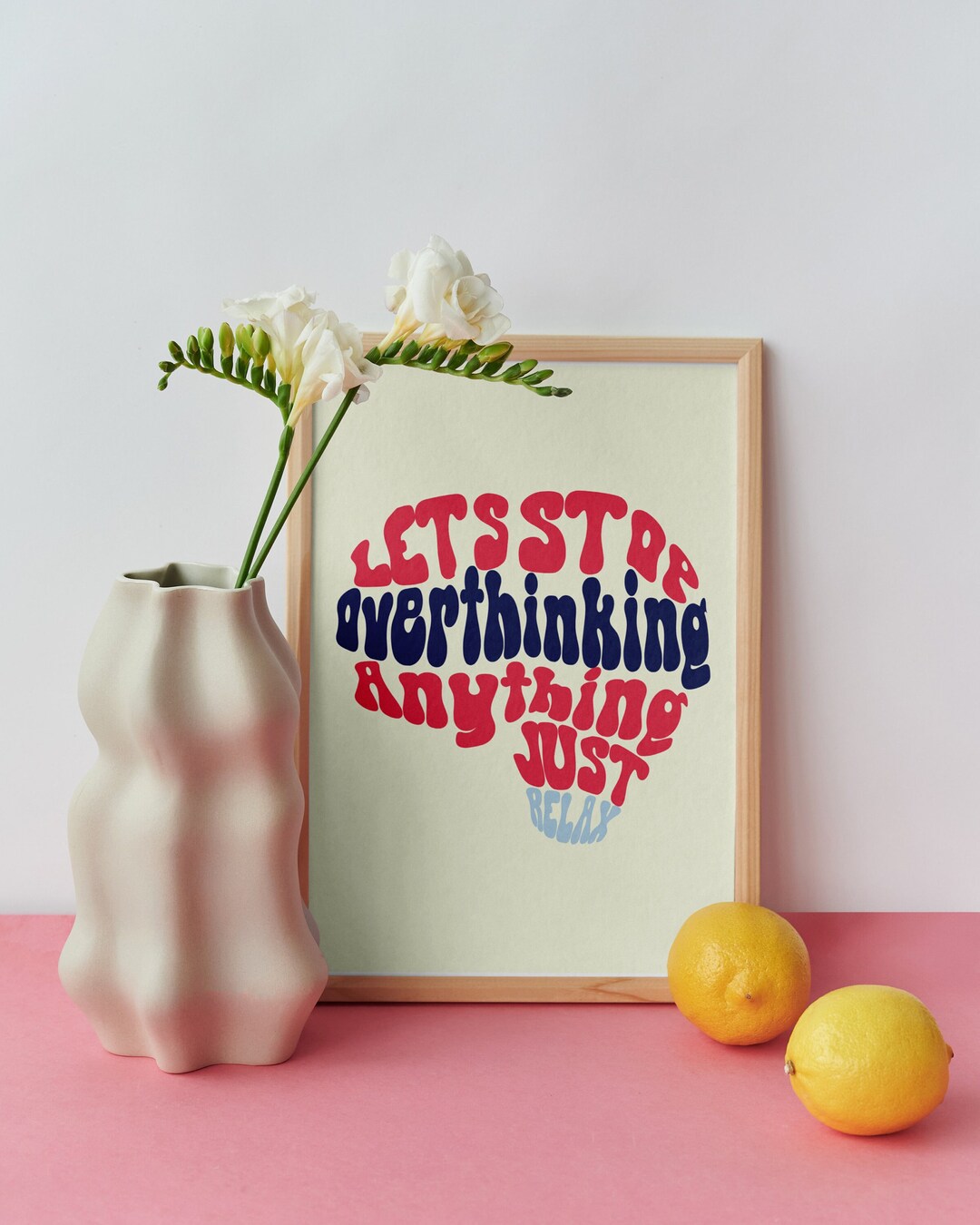 Stop Overthinking Typography Aesthetic Printable Poster, Modern Wall ...
