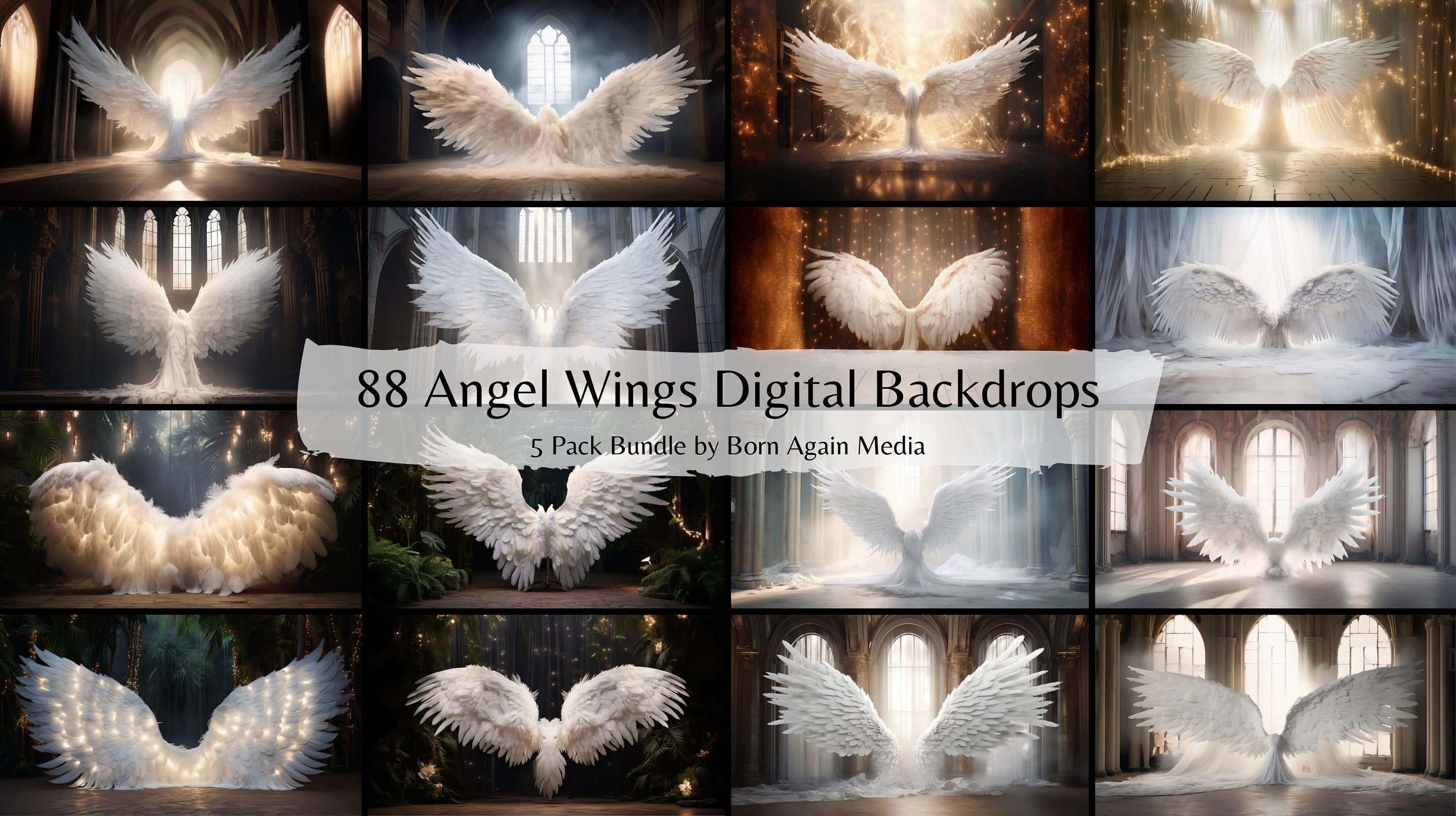 88 X Angel Wings Bundle Digital Backdrops, Digital Backdrop for ...