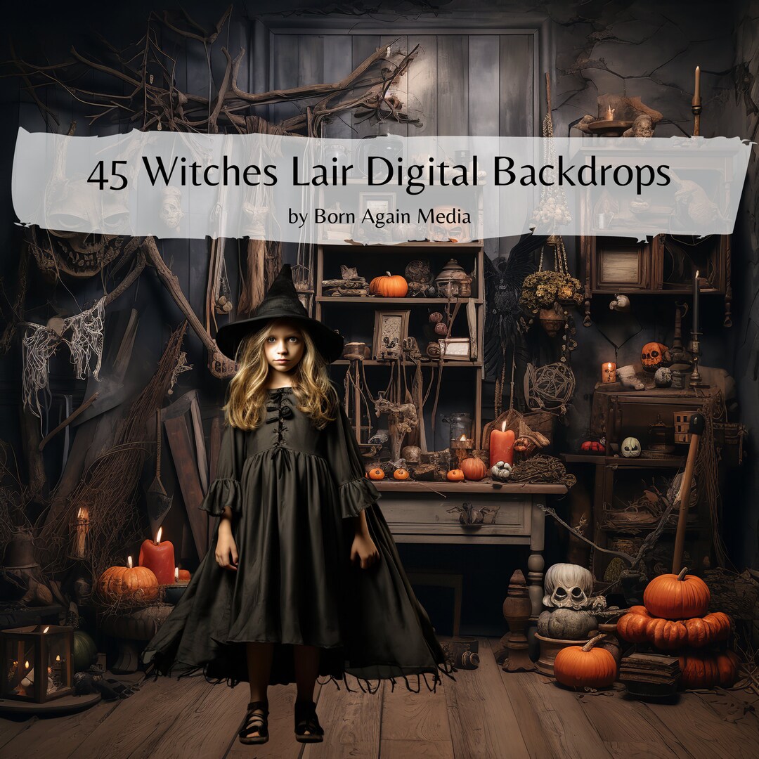 45 X Witches Lair Digital Backdrops, Creepy Halloween Backgrounds ...