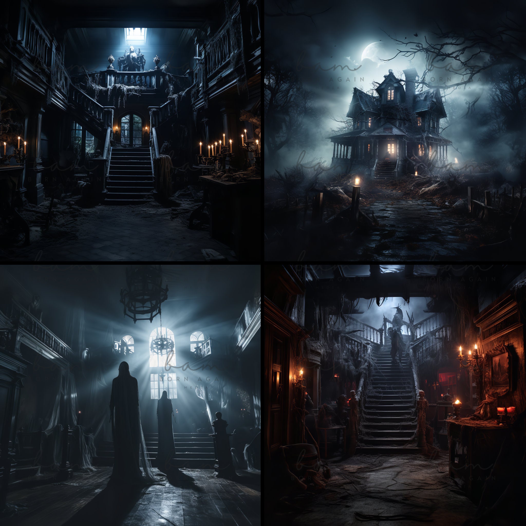 134 X Halloween Bundle Digital Backdrops, Spooky Halloween, Witches ...