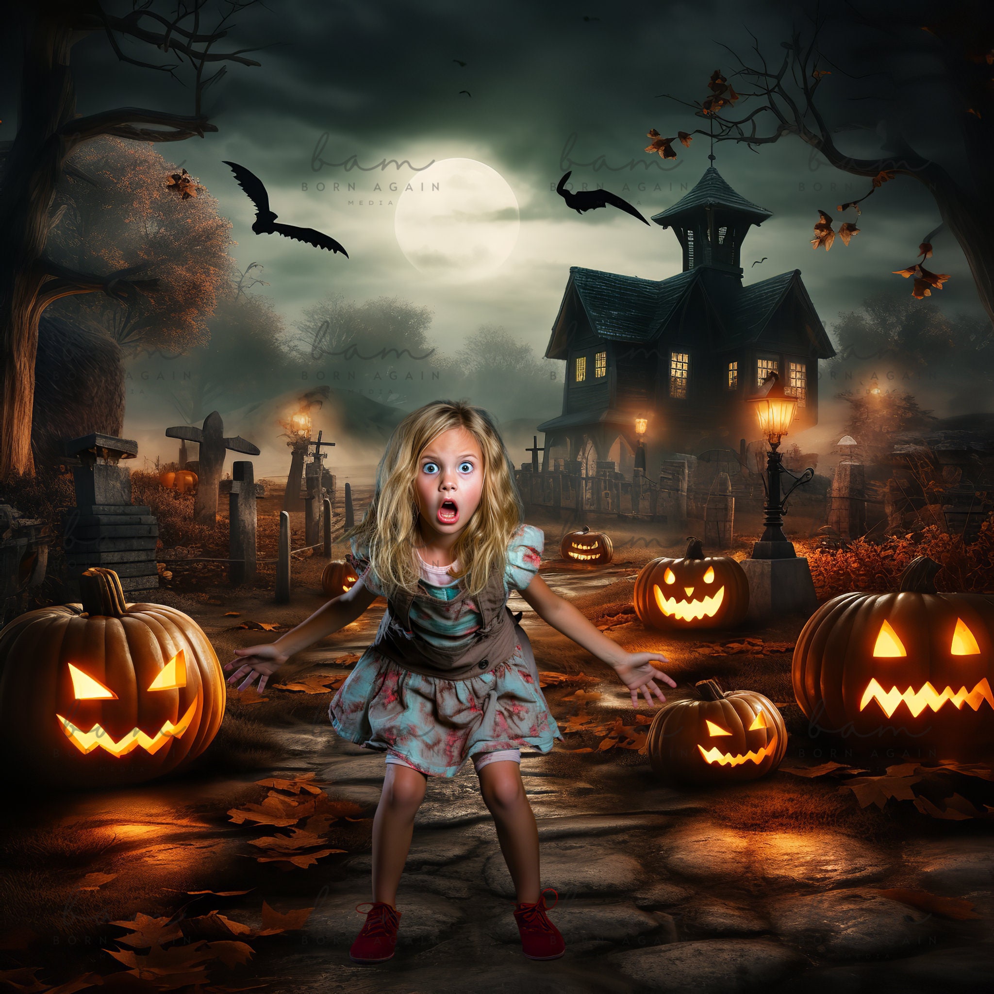 55 X Spooky Halloween Digital Backdrops, Backdrops for Kids, Digital ...