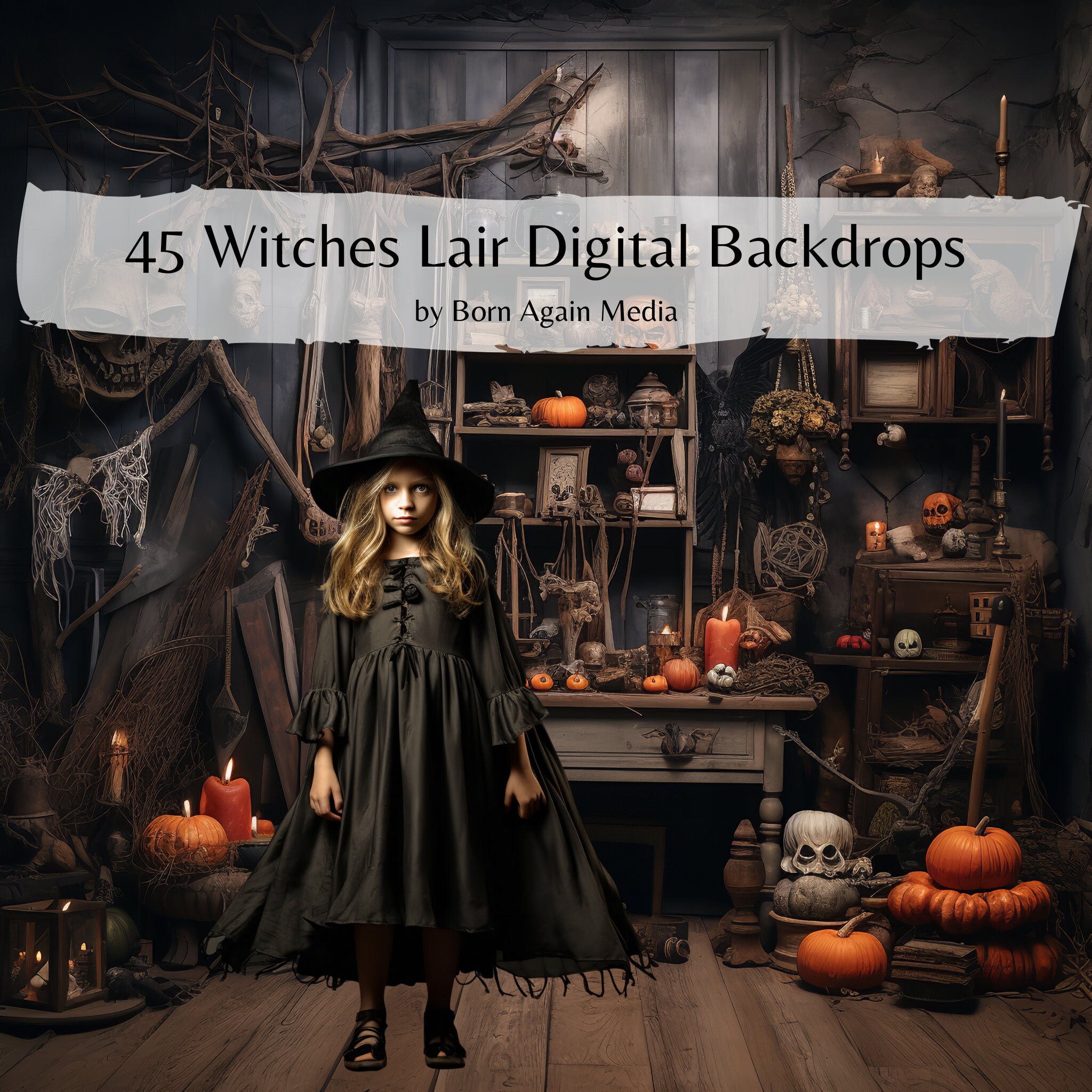 134 X Halloween Bundle Digital Backdrops, Spooky Halloween, Witches ...