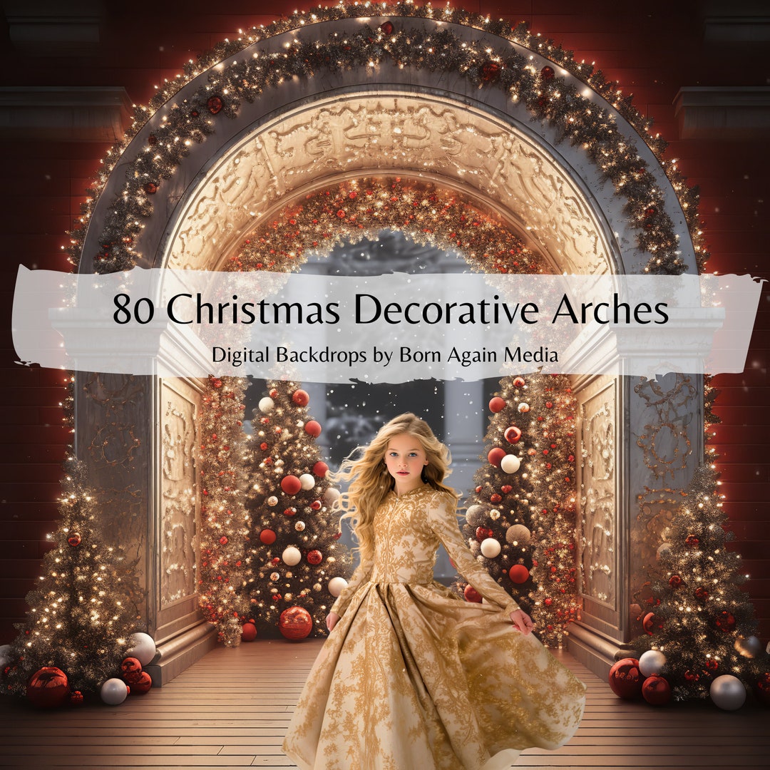 80 X Christmas Decorative Arches Digital Backdrops, Festive Holiday ...