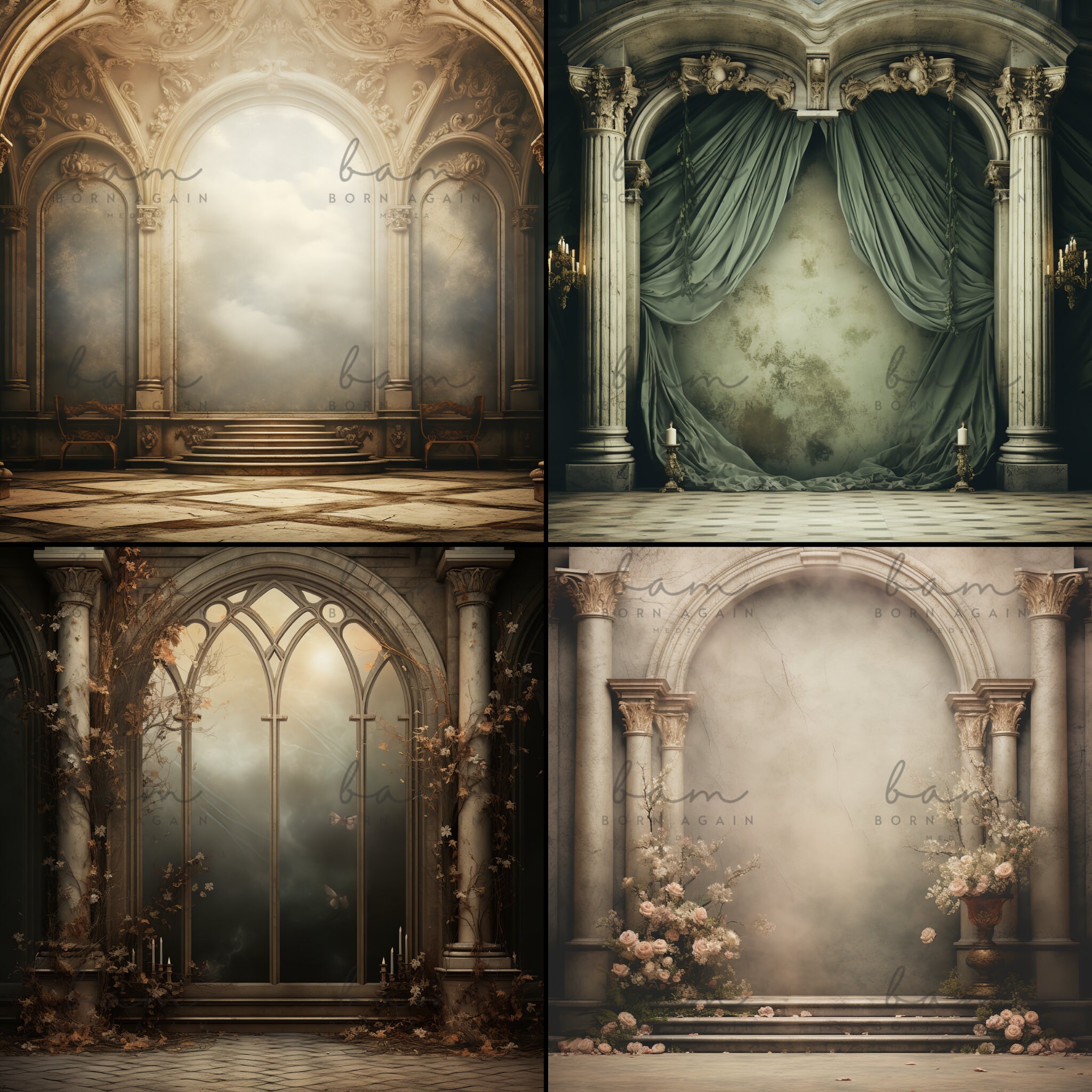20 X Old Masters Dreamy Romantic Digital Backdrops, Digital Backdrop ...