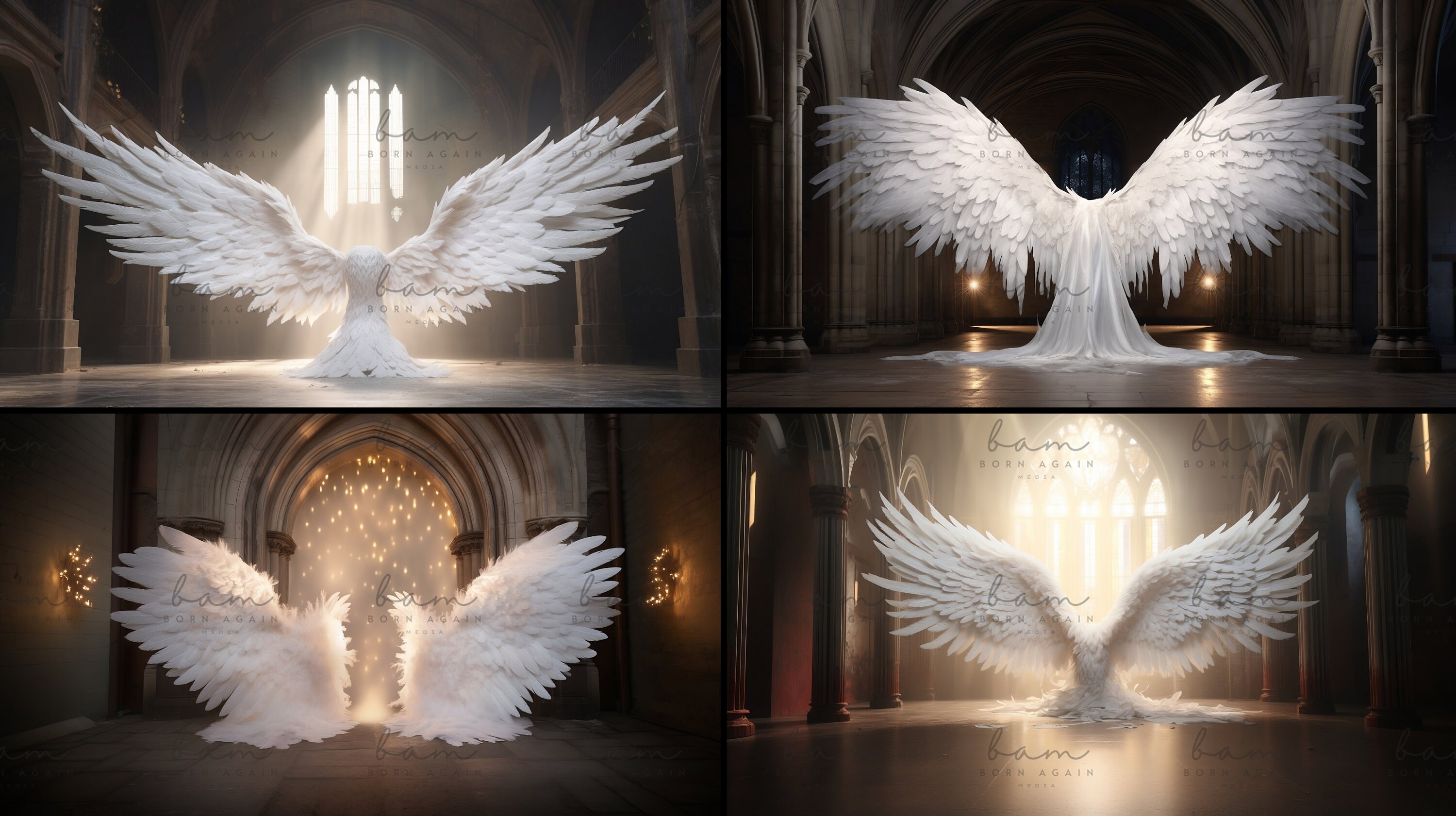 16 X Beautiful Church Angel Wings Digital Backdrops, Digital Backdrop ...