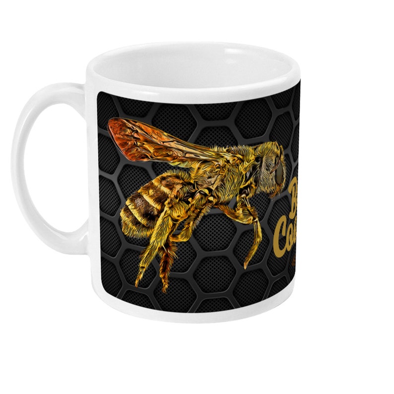 Bee Coool Coffee Mug, Honey Bee, Insect, Black Mug, Bee Gift, Bee ...