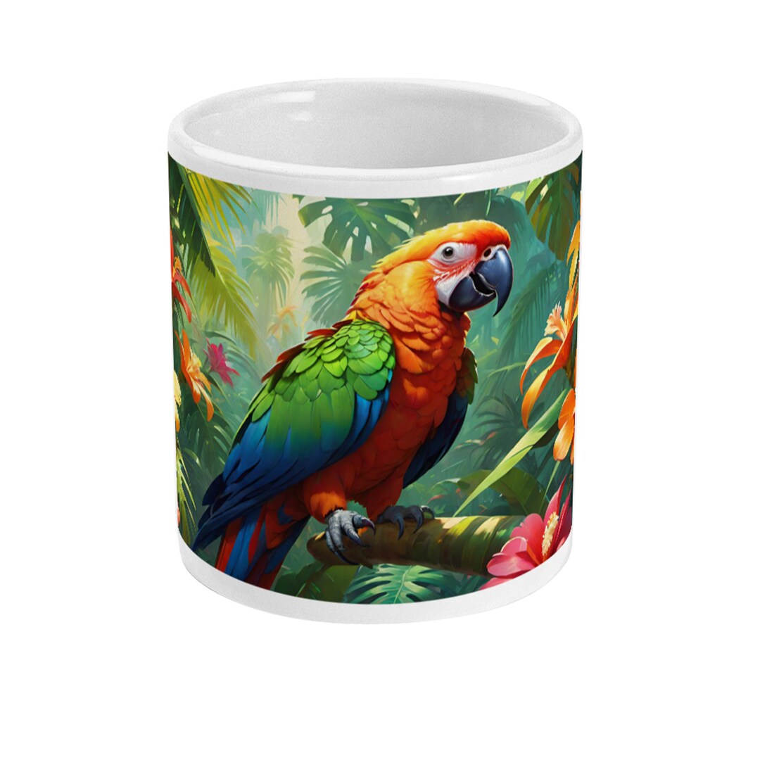 Parrot 1 Mug, Colourful Parrot Gift, Parrot Present, Rain Forest ...