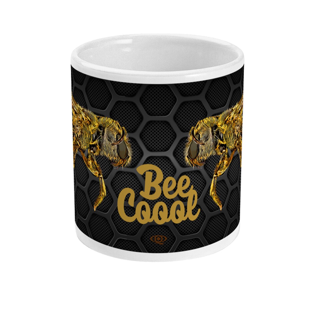 Bee Coool Coffee Mug, Honey Bee, Insect, Black Mug, Bee Gift, Bee ...
