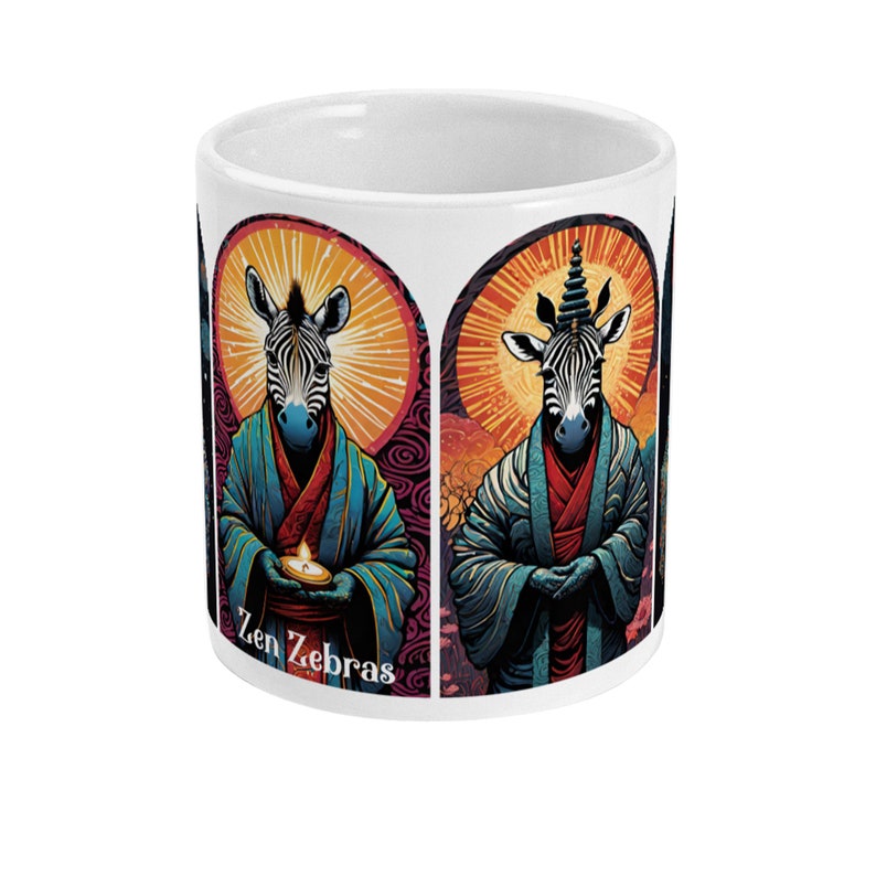 Zen Zebras Mug, African Wildlife, Psychedelic, Zoo Creature, Black ...