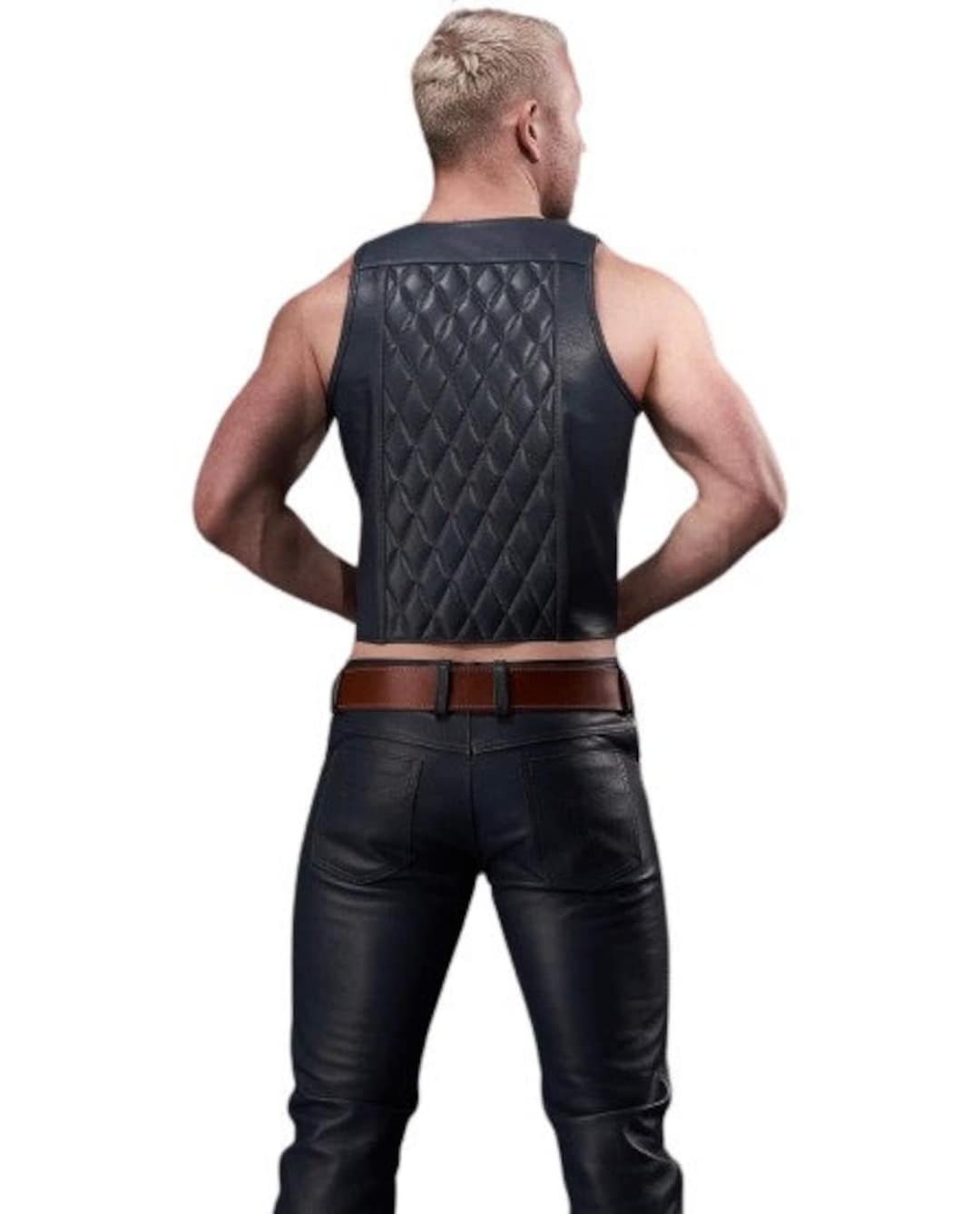 Real Leather BLUF Gay Bar Vest, Leather Uniform Vest, Padded Vest for ...