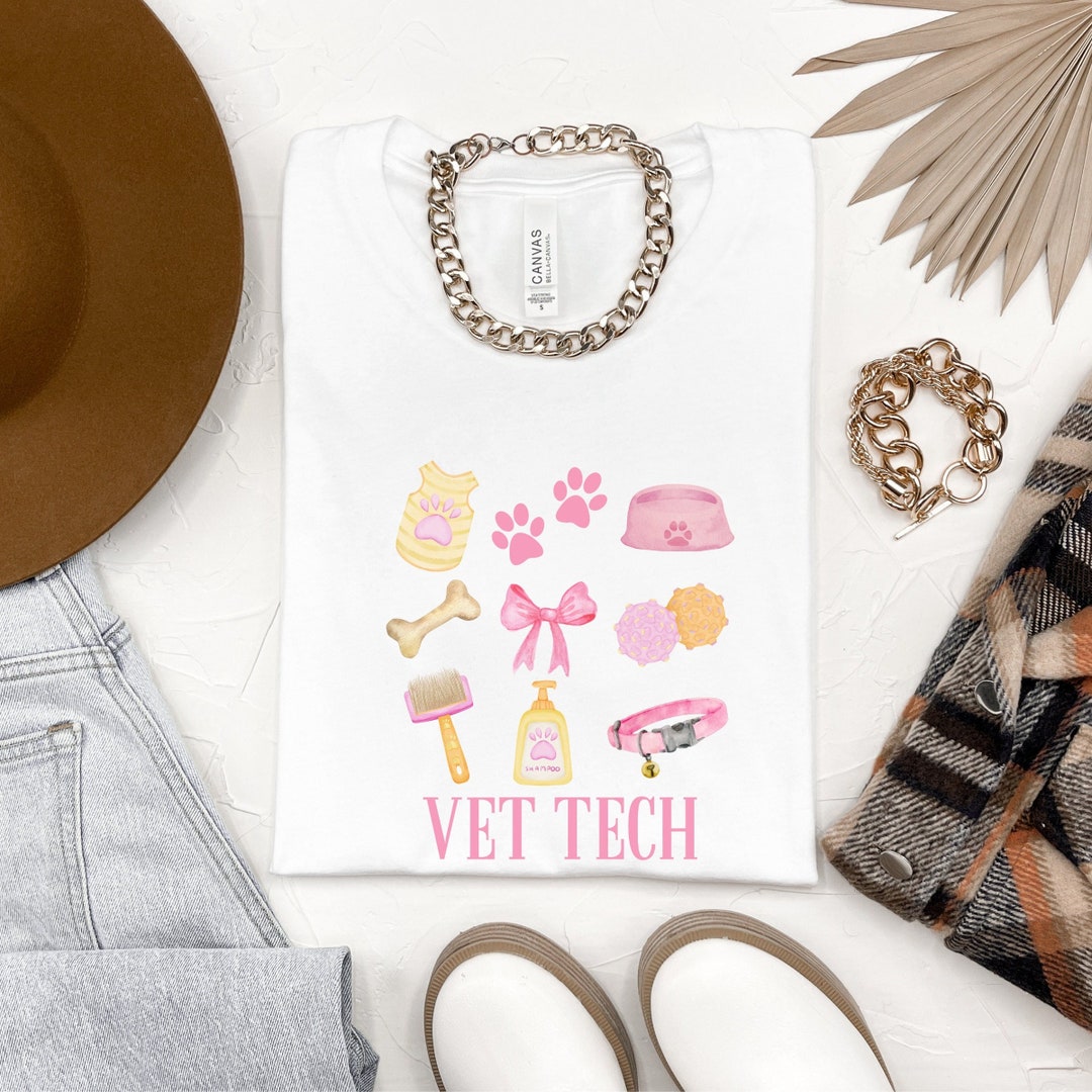 Vet Tech T-shirt, Cute Cat Dog Paw Shirt, Cute Coquette Tee, Retro ...