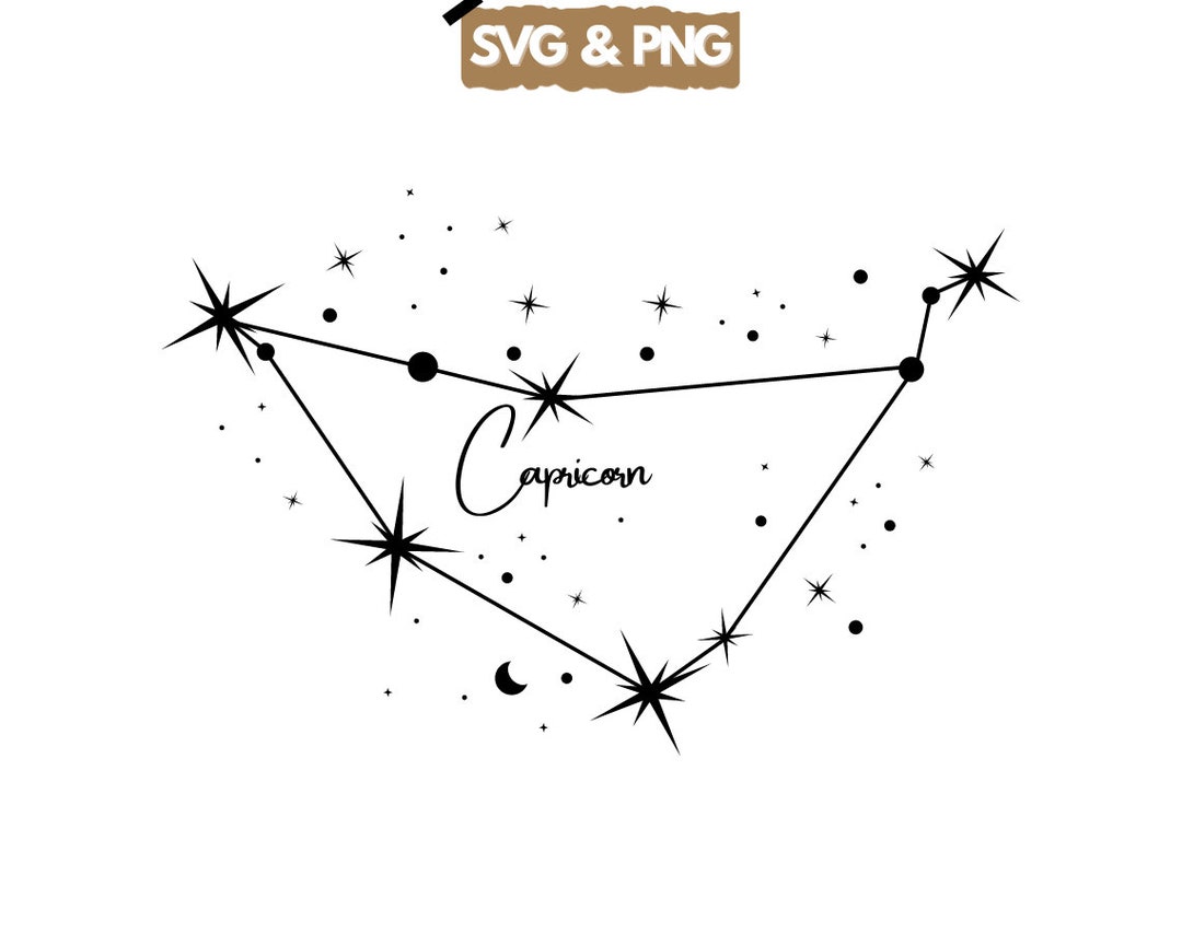 Capricorn Zodiac Sign Constellation With Name Template Outline Graphic ...