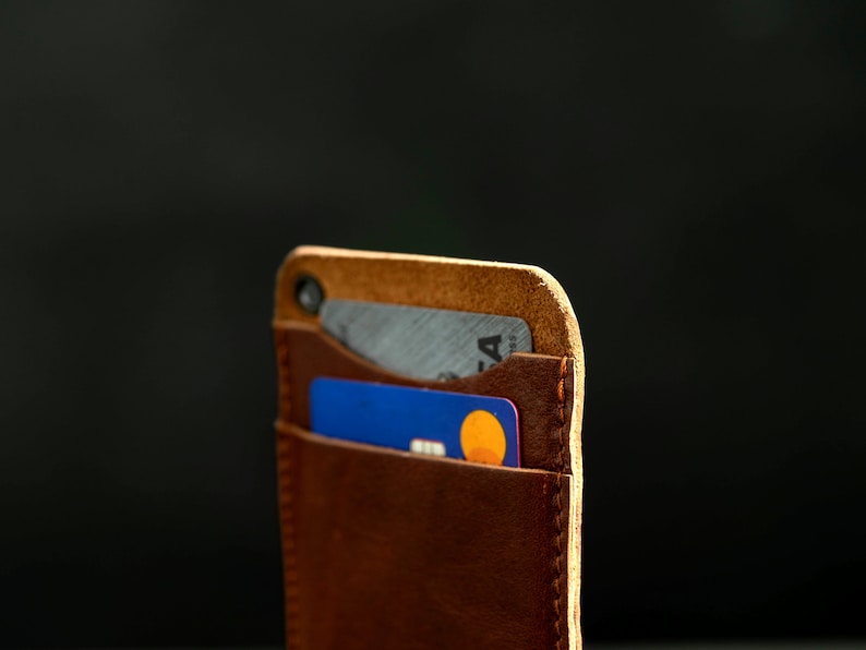 Small Size Wallet, Grey Leather Slim Card Holder Wallet, Minimalist ...