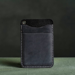 Small Size Wallet, Grey Leather Slim Card Holder Wallet, Minimalist ...