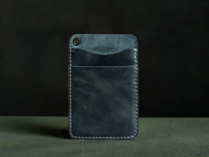 Small Size Wallet, Grey Leather Slim Card Holder Wallet, Minimalist ...