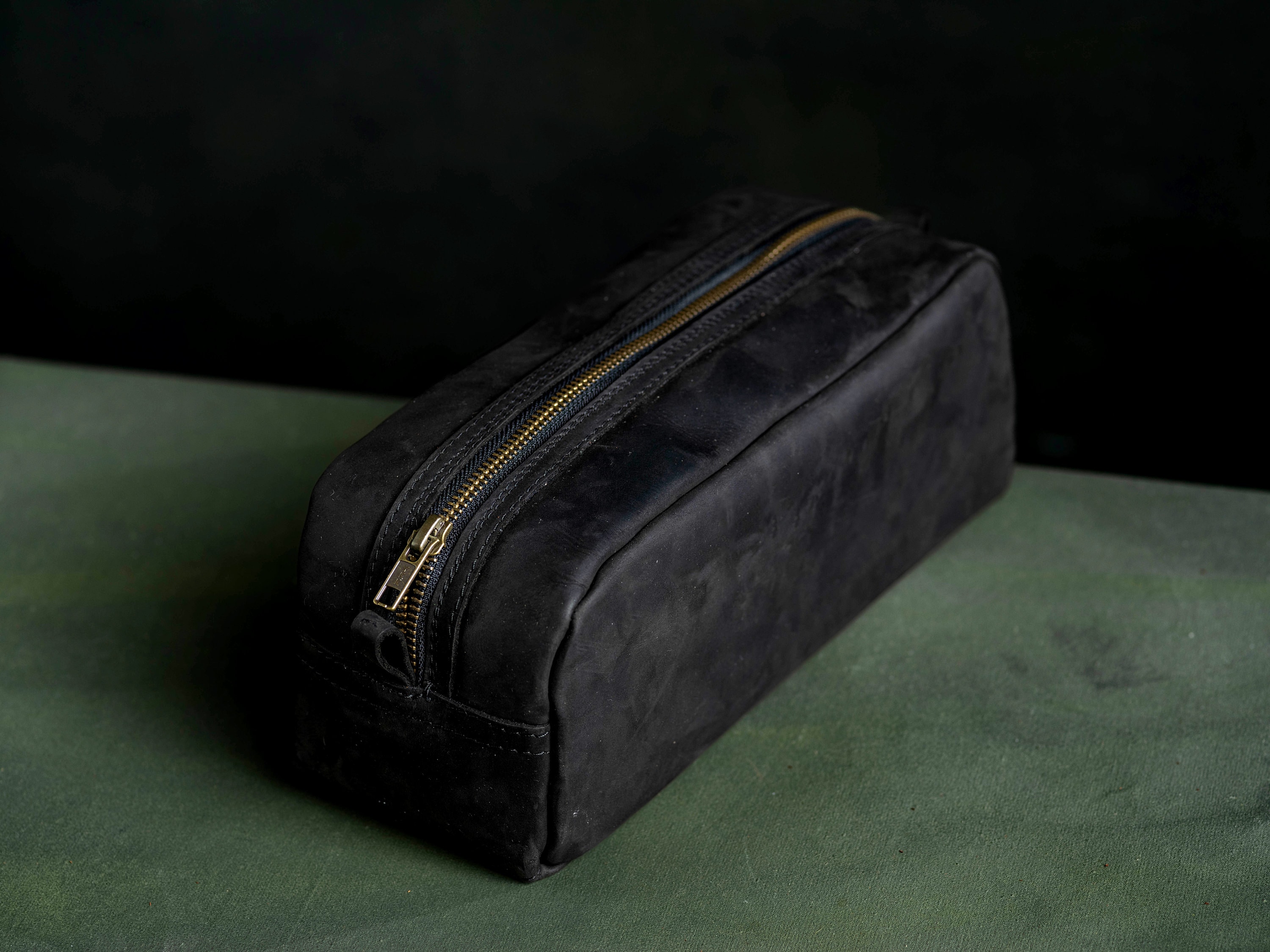 Black Dopp Kit for Men, Personalized Toiletry Bag, Leather Pencil Bag ...