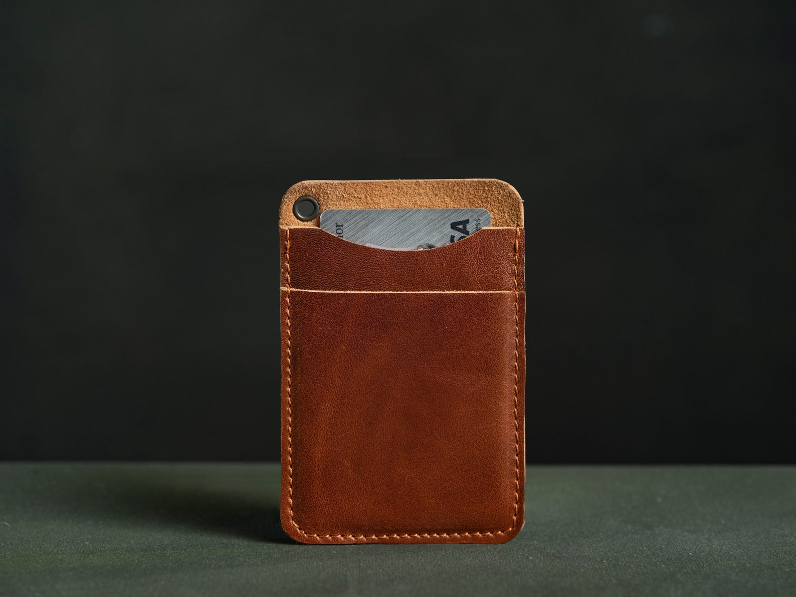 Small Size Wallet, Grey Leather Slim Card Holder Wallet, Minimalist ...