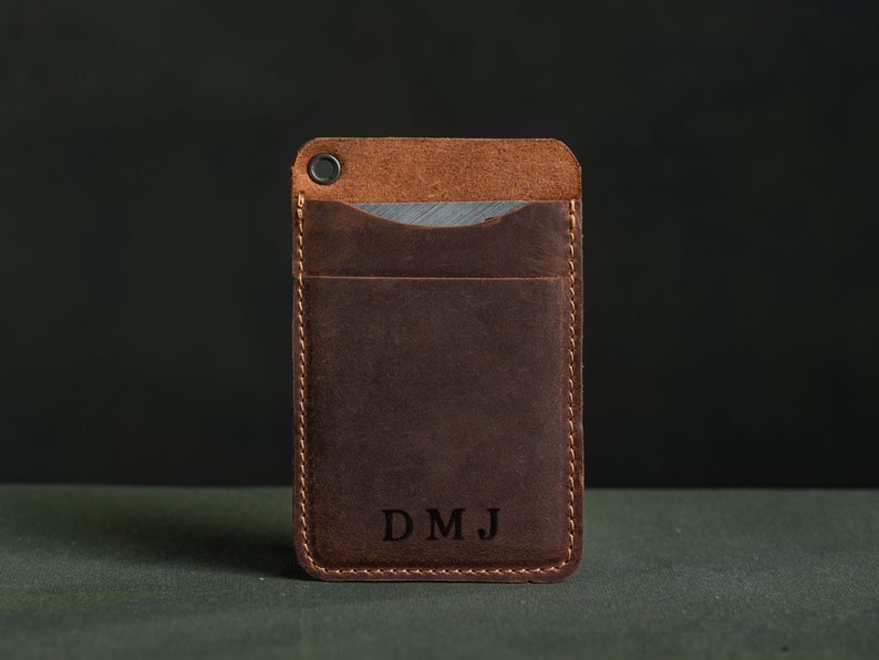 Small Size Wallet, Grey Leather Slim Card Holder Wallet, Minimalist ...