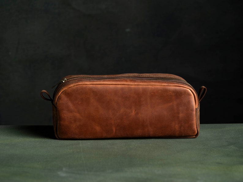 Black Dopp Kit for Men, Personalized Toiletry Bag, Leather Pencil Bag ...