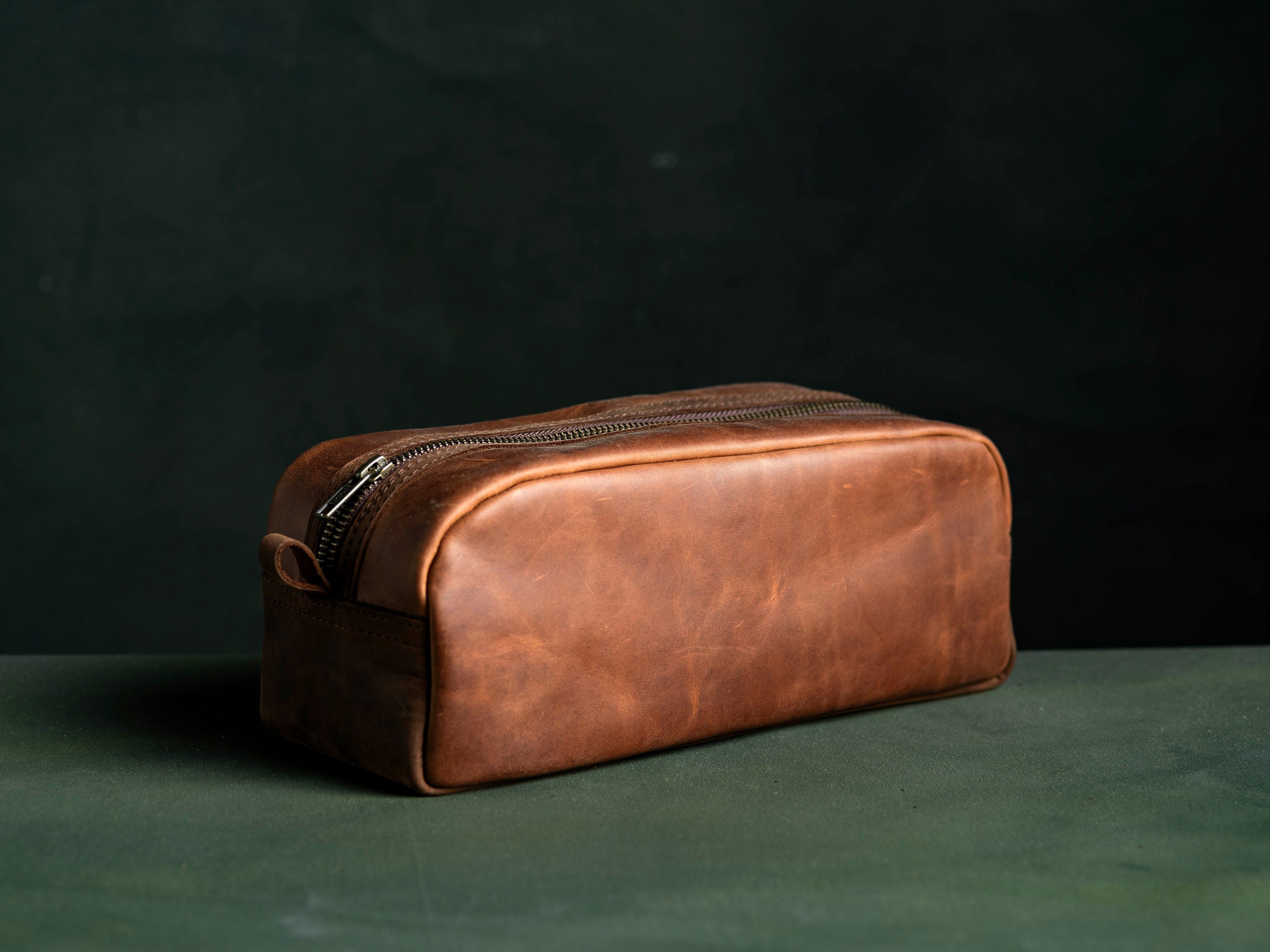 Black Dopp Kit for Men, Personalized Toiletry Bag, Leather Pencil Bag ...